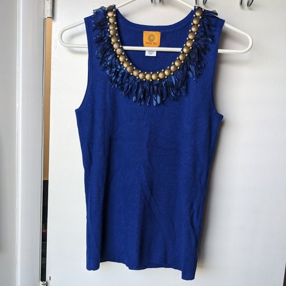 Ruby Rd. | Tops | Ruby Rd Blue Sleeveless Tank Top With Fringe And Gold ...